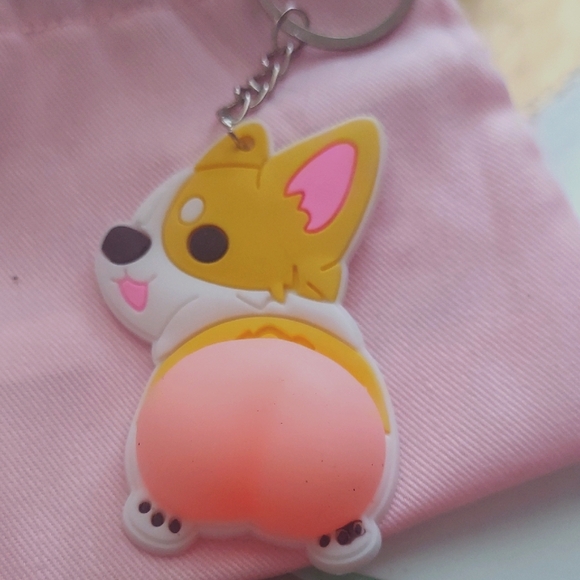 Accessories | Cute Corgi Squishy Keychain With Pink Accents | Poshmark